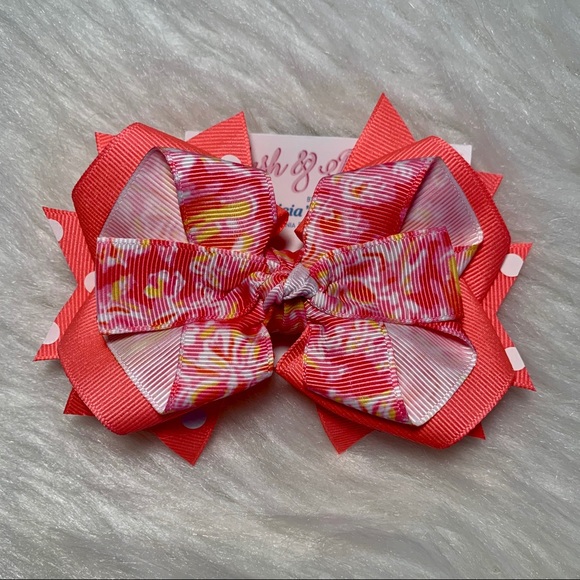 Accessories | Designer Made To Match Pink Floral Hair Bow | Poshmark